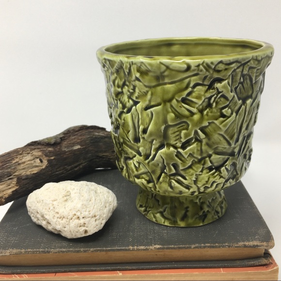 Inarco | Accents | Vintage Inarco Pottery Olive Textured Vase Cachepot ...
